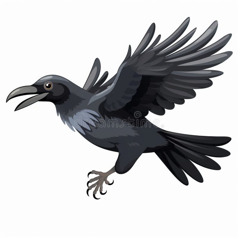 Drawing Flying Crow. Isolated Sketch of a Bird. Stock Illustration ...