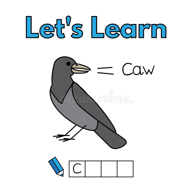 Cartoon Crow Flashcard for Children Stock Vector - Illustration of card ...