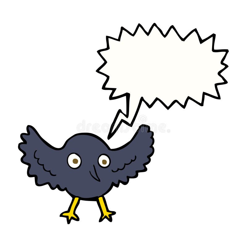 Cartoon Crow with Speech Bubble Stock Illustration - Illustration of ...