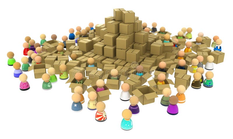 Cartoon Crowd, Boxes stock illustration. Illustration of people - 63638895