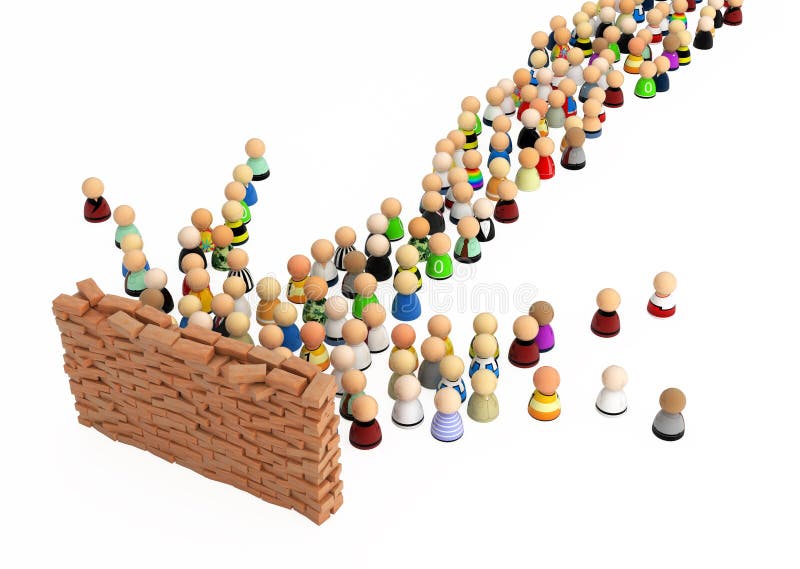 Cartoon Crowd, Brick Wall stock illustration. Illustration of ...