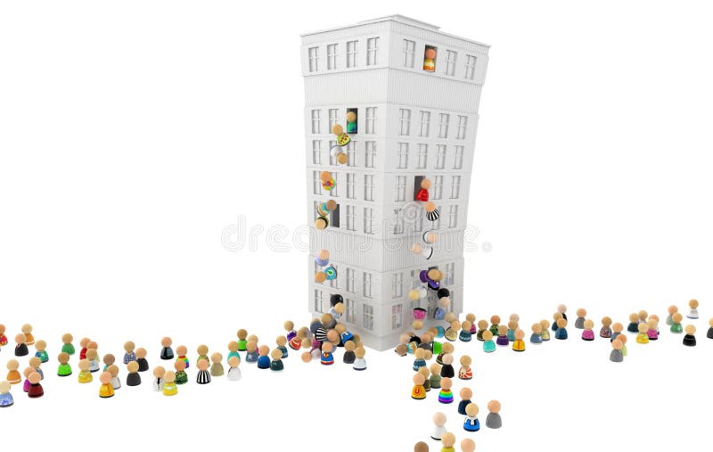 Cartoon Crowd, Building Fall Stock Illustration - Illustration of ...