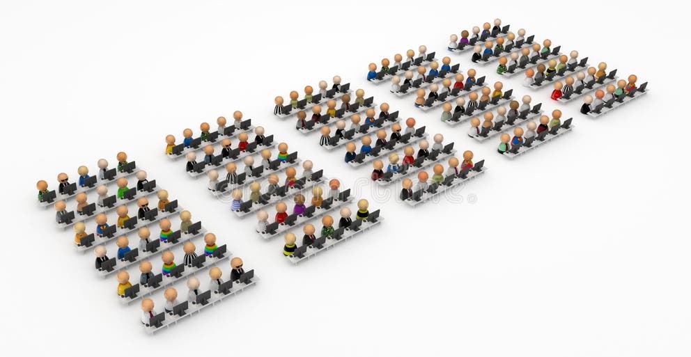 Cartoon Crowd, Computer Room Stock Illustration - Illustration of ...