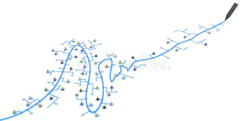 Cartoon Crowd, Drawn Link Line Stock Illustration - Illustration of ...