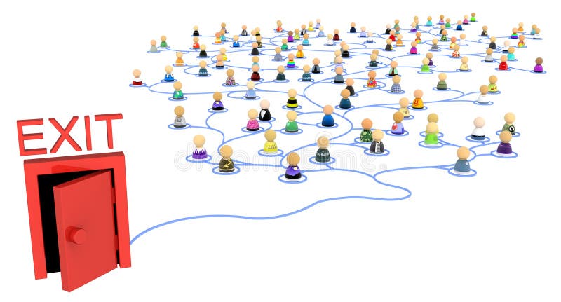 Cartoon Crowd, Exit Link Network Stock Illustration - Illustration of ...