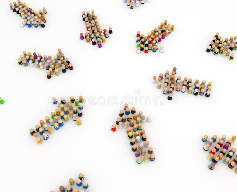 Cartoon Crowd, Group Arrows Stock Illustration - Illustration of arrows ...