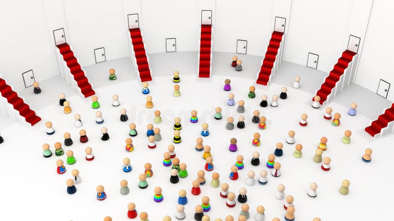 Cartoon Crowd, Hall stock illustration. Illustration of community ...