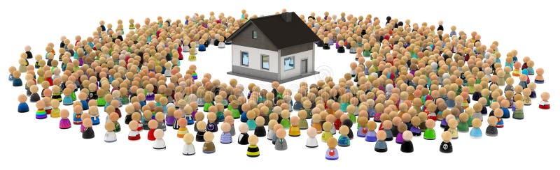 Cartoon Crowd, House stock illustration. Illustration of mass - 64735770