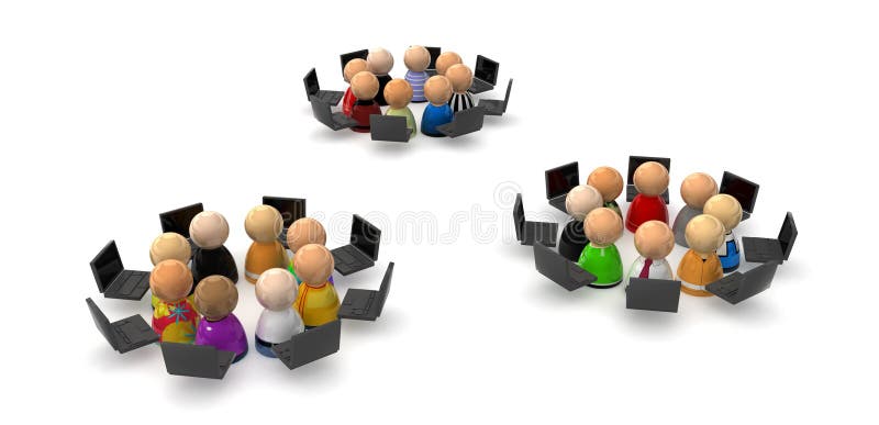 Cartoon Crowd, Laptop Circles Stock Illustration - Illustration of ...