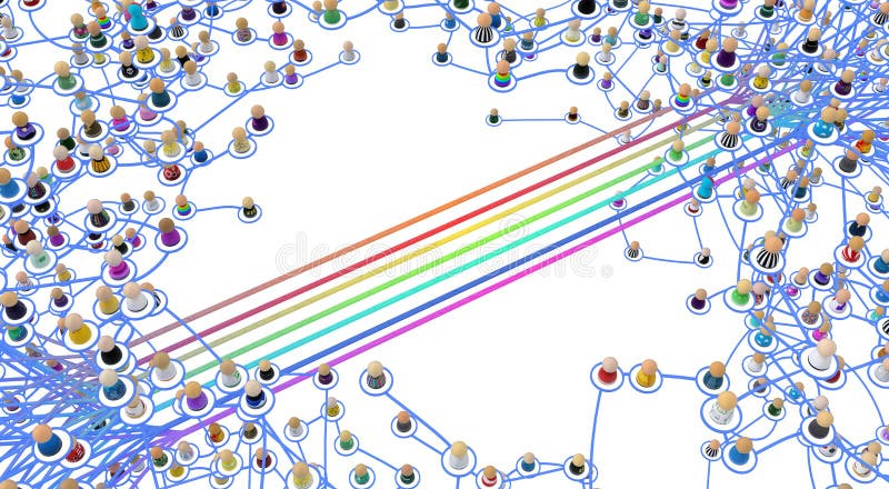 Cartoon Crowd Layered System, Color Strings Stock Illustration ...
