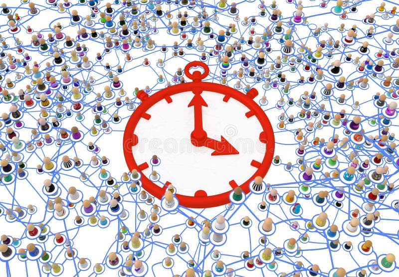 Cartoon Crowd Layered System, Time Red Stock Illustration ...