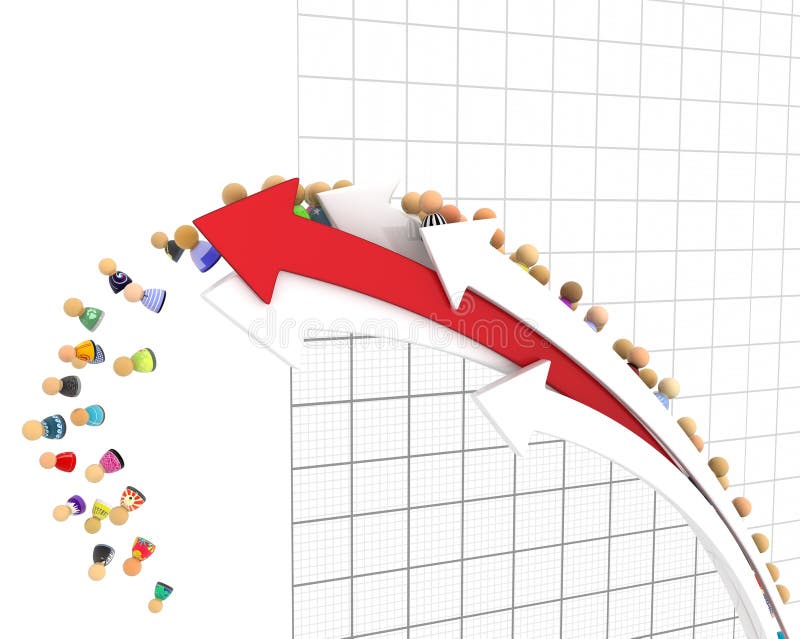 Cartoon Crowd, Line Graph Fall Stock Illustration - Illustration of ...