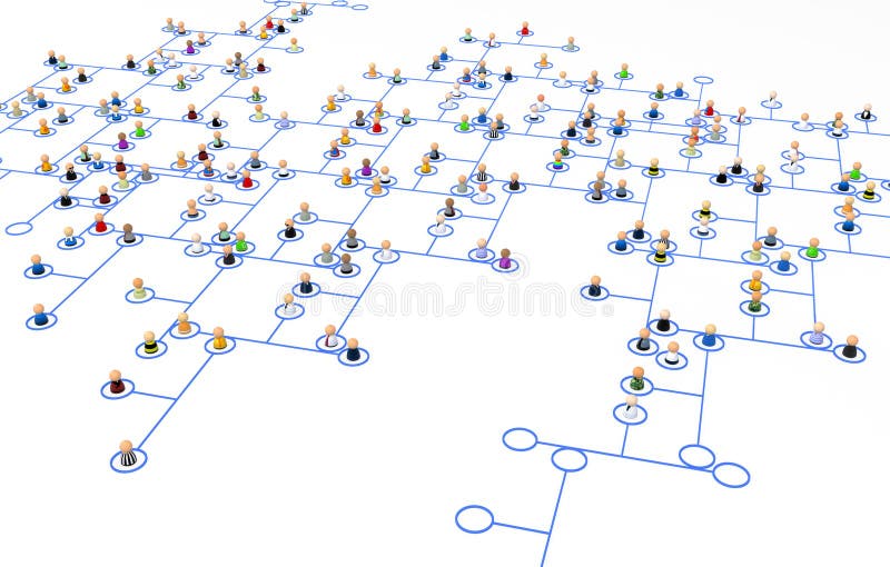 Cartoon Crowd, Line Network Scheme Closeup Stock Illustration ...