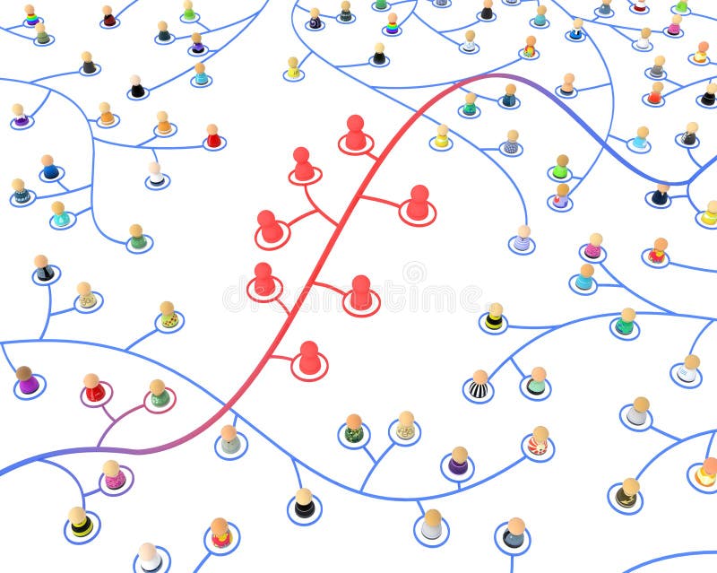 Cartoon Crowd, Link Red Segment Stock Illustration - Illustration of ...