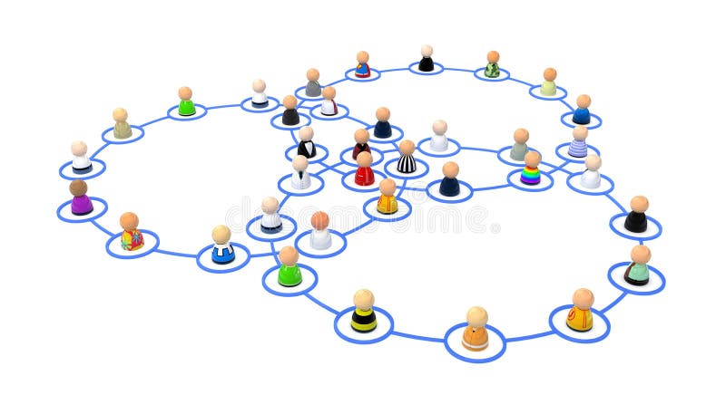Cartoon Crowd, Link Ring Overlap Stock Illustration - Illustration of ...