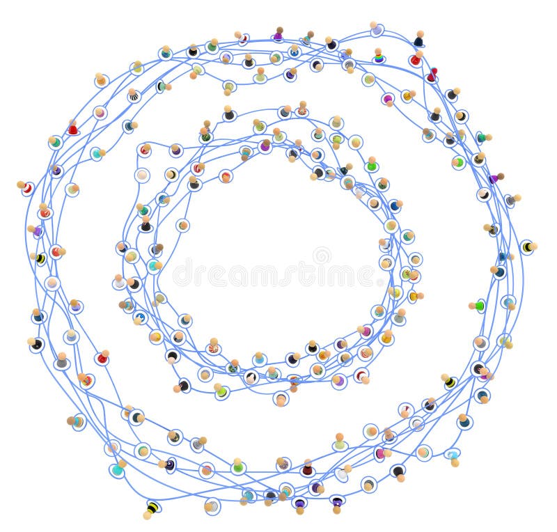 Cartoon Crowd, Link Tangle Rings Stock Illustration - Illustration of ...