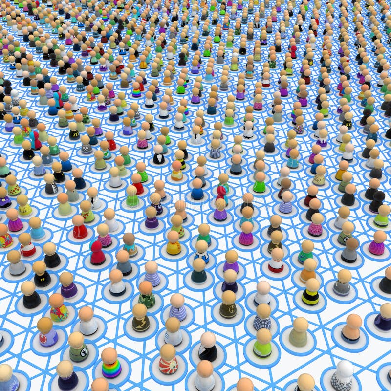 Cartoon Crowd Links, Dense Grid Stock Illustration - Illustration of ...