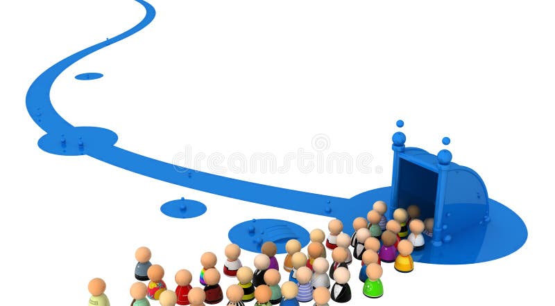 Cartoon Crowd, Paint Line Entrance Stock Illustration - Illustration of ...
