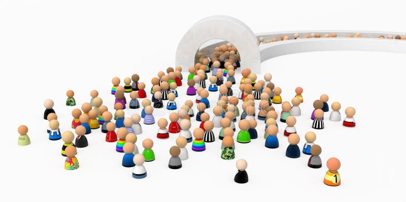 Cartoon Crowd, Pass Gate stock illustration. Illustration of ...
