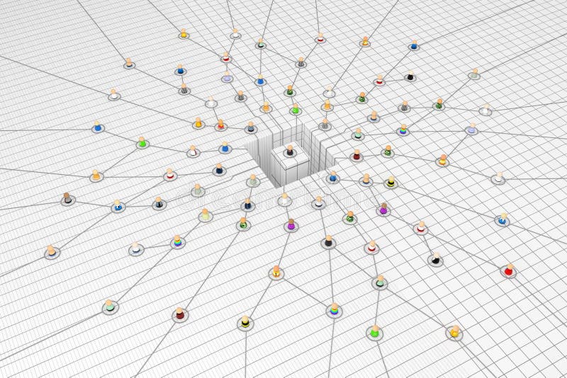 Cartoon Crowd, Planned Network Top Stock Illustration - Illustration of ...