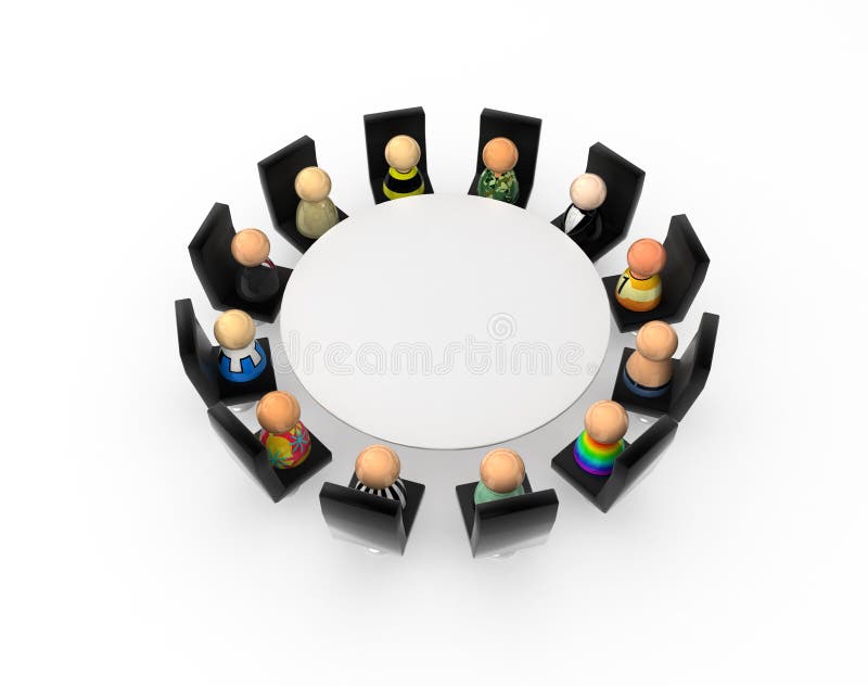 Cartoon Crowd, Round Table stock illustration. Illustration of crowd ...
