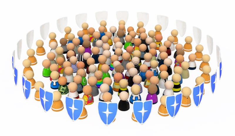 Cartoon Crowd, Shield Ring stock illustration. Illustration of ...