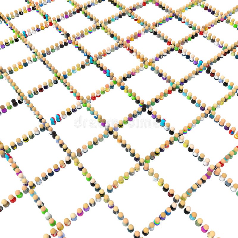 Cartoon Crowd, Square Grid stock illustration. Illustration of person ...