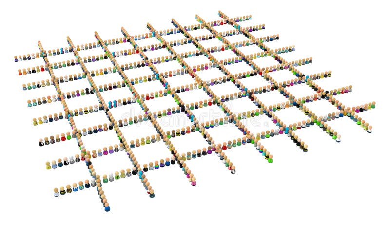 Cartoon Crowd, Square Grid Shape Stock Illustration - Illustration of ...