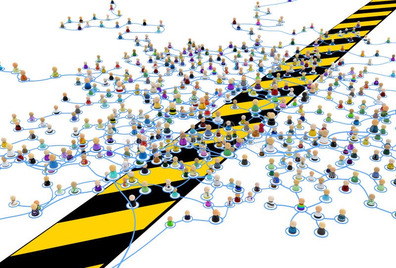 Cartoon Crowd System, Caution Border Stock Illustration - Illustration ...