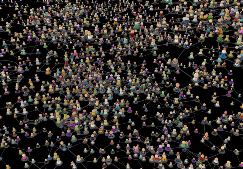 Cartoon Crowd System, Web Dark Stock Illustration - Illustration of ...