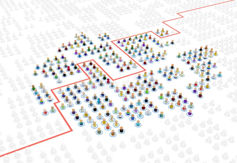 Cartoon Crowd System, Wireless Red Path Stock Illustration ...