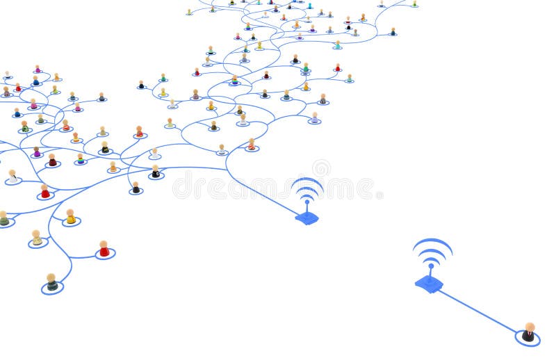 Cartoon Crowd, Wireless Connection Stock Illustration - Illustration of ...