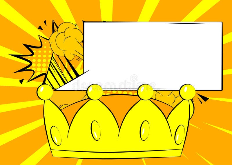 Cartoon Crown with Blank Speech Bubble, Comic Book Royal Head Wear ...