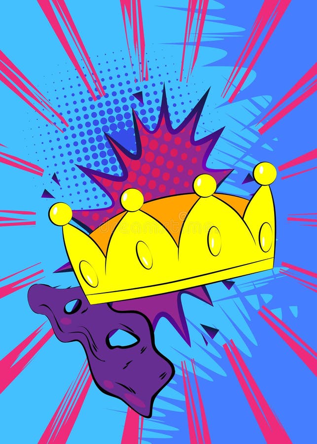 Cartoon Crown, Comic Book King Head Wear Retro Vector Comics Pop Art Design Stock Vector ...