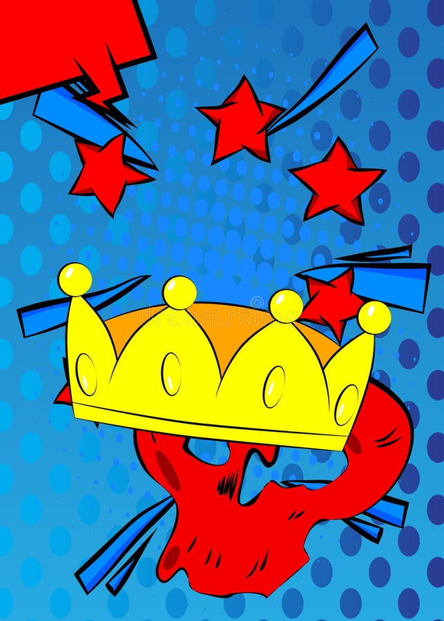 Cartoon Crown, Comic Book King Head Wear Retro Vector Comics Pop Art ...