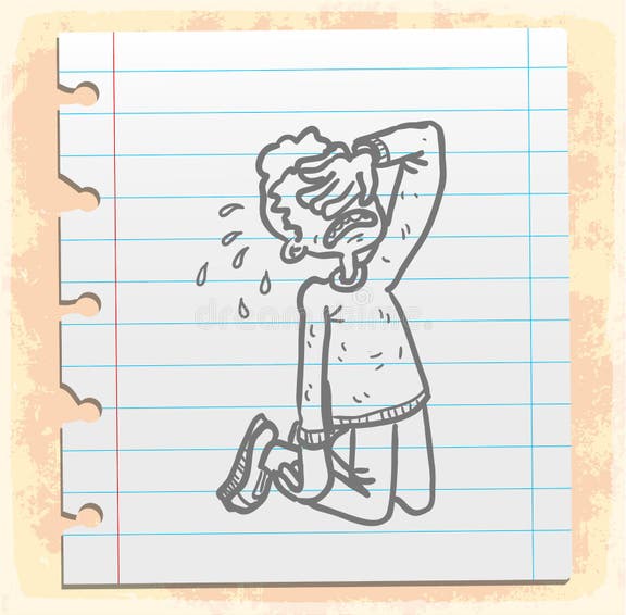 Cartoon Cry on Paper Note, Vector Illustration Stock Vector ...