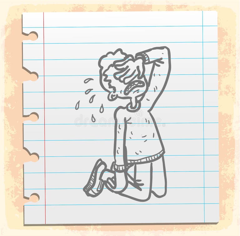 Cartoon Cry on Paper Note, Vector Illustration Stock Vector ...
