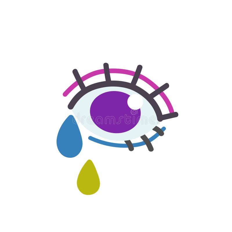 Cartoon Crying Eye, Simple Eye with Tears Stock Vector - Illustration ...