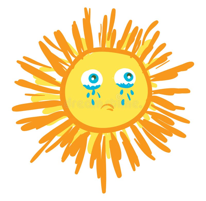 A Crying Sun, Vector or Color Illustration Stock Vector - Illustration ...