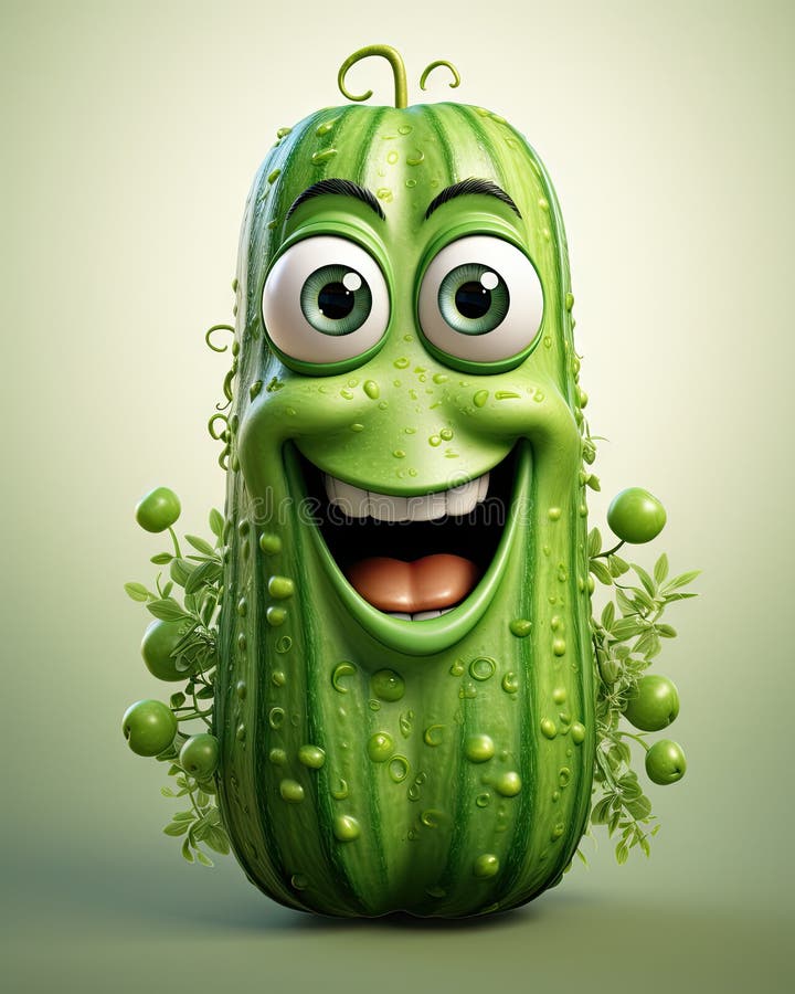 A Cartoon Cucumber with Eyes and a Smile on it S Face. Generative Ai ...