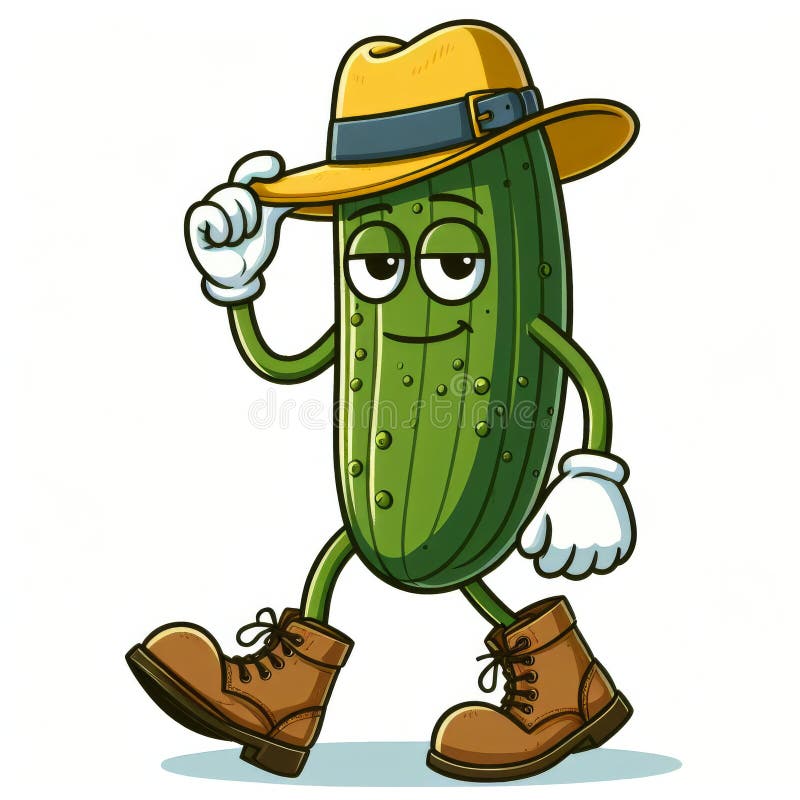 Cartoon Cucumber Wearing a Hat and Boots Stock Photo - Image of nature ...