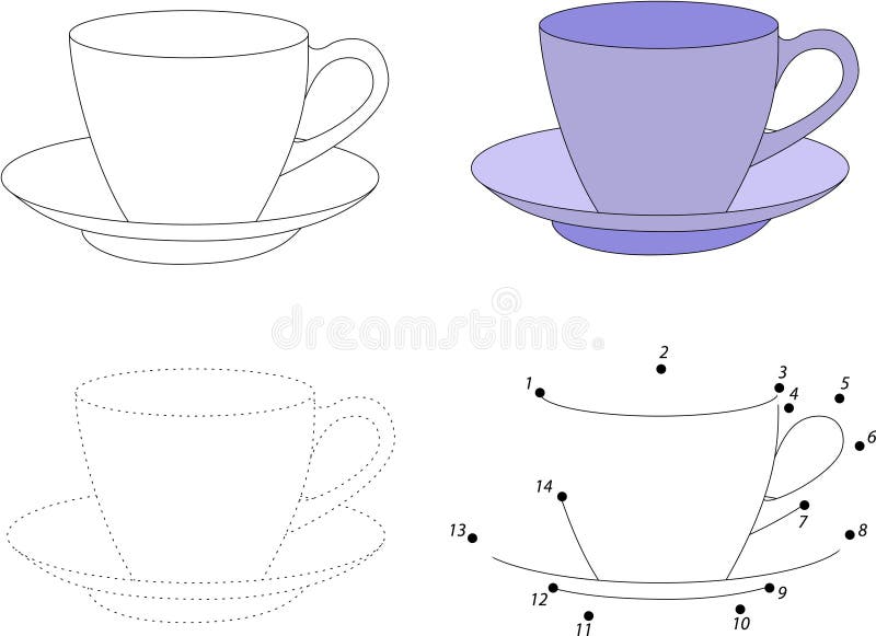 Cartoon Cup. Dot To Dot Game for Kids Stock Vector - Illustration of ...