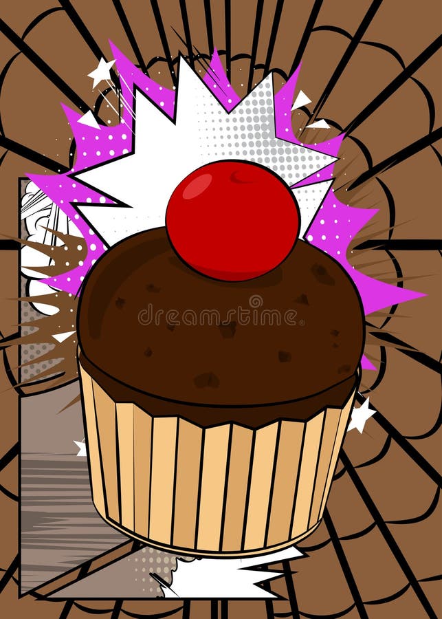 Cartoon Cupcake, Comic Book Muffin. Retro Vector Comics Pop Art Design ...