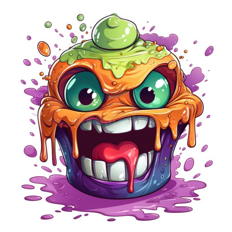 A Cartoon Cupcake with a Green Icing on Top Stock Illustration ...