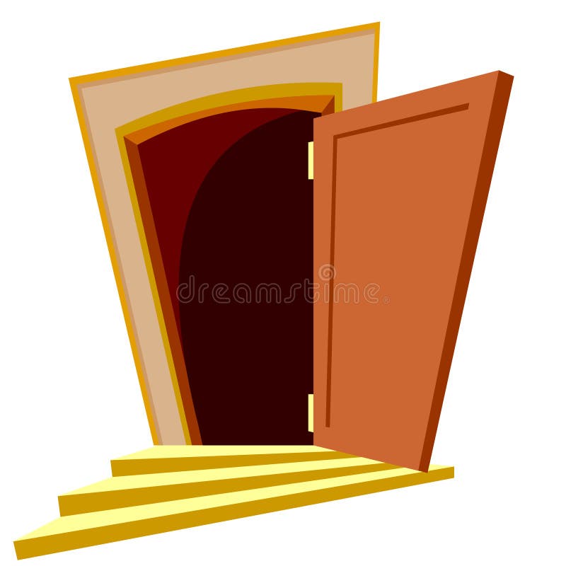 Cartoon curve door open stock vector. Illustration of wooden - 61523386