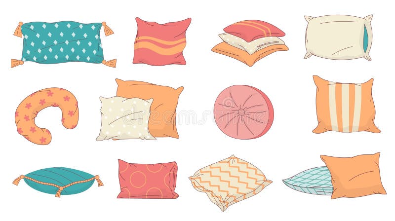 Cartoon Cushion. Interior Design Textile Decorative Element. Square and ...