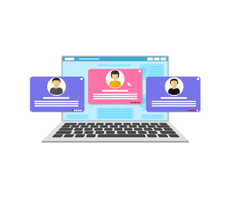 Cartoon Customer Review Page Concept on a Pc Computer. Vector Stock ...