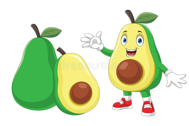 Cartoon Cute Avocado Fruit Waving Hand Stock Vector - Illustration of ...