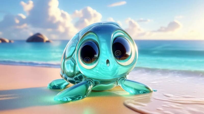 Cartoon of a Cute Baby Glass Turtle Animation Stock Video - Video of ...
