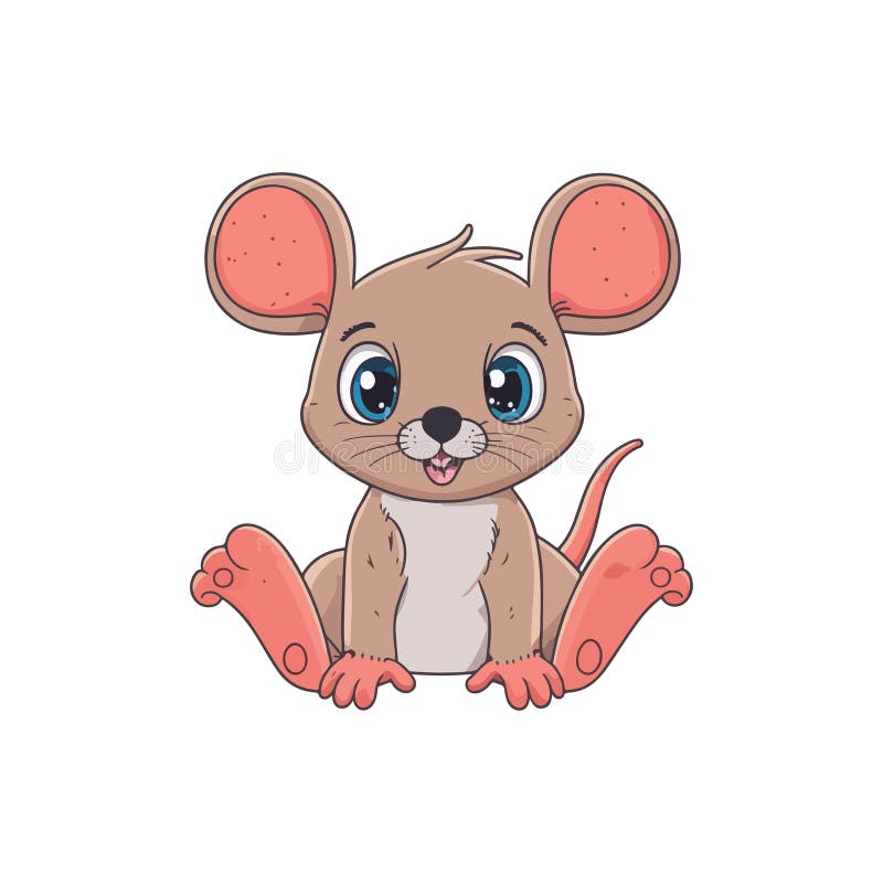 Cartoon Cute Baby Mouse Sitting Stock Illustration - Illustration of ...